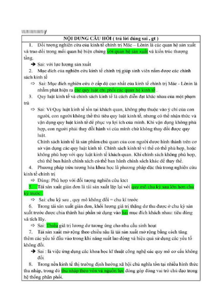 KTCT Mác-Lênin (trắc nghiệm) | PDF