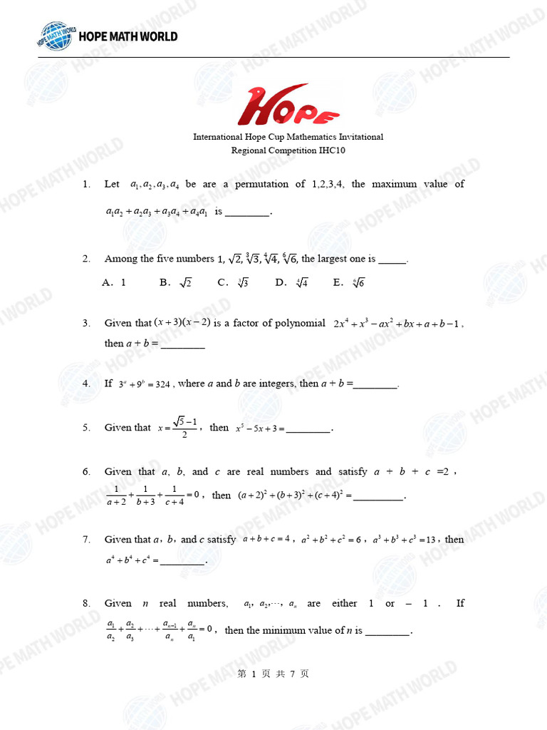 Math Contest Problems | PDF | Area | Euclidean Geometry