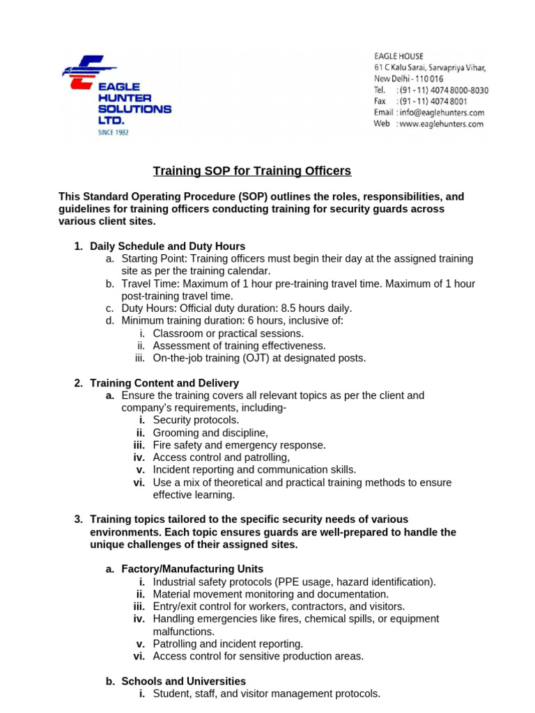Training SOP | PDF | Disciplines | Fire Safety