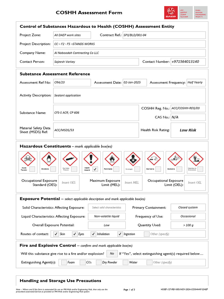 Merged COSHH MSDS SP3-BLD-001-04 | PDF | Toxicity | Firefighting