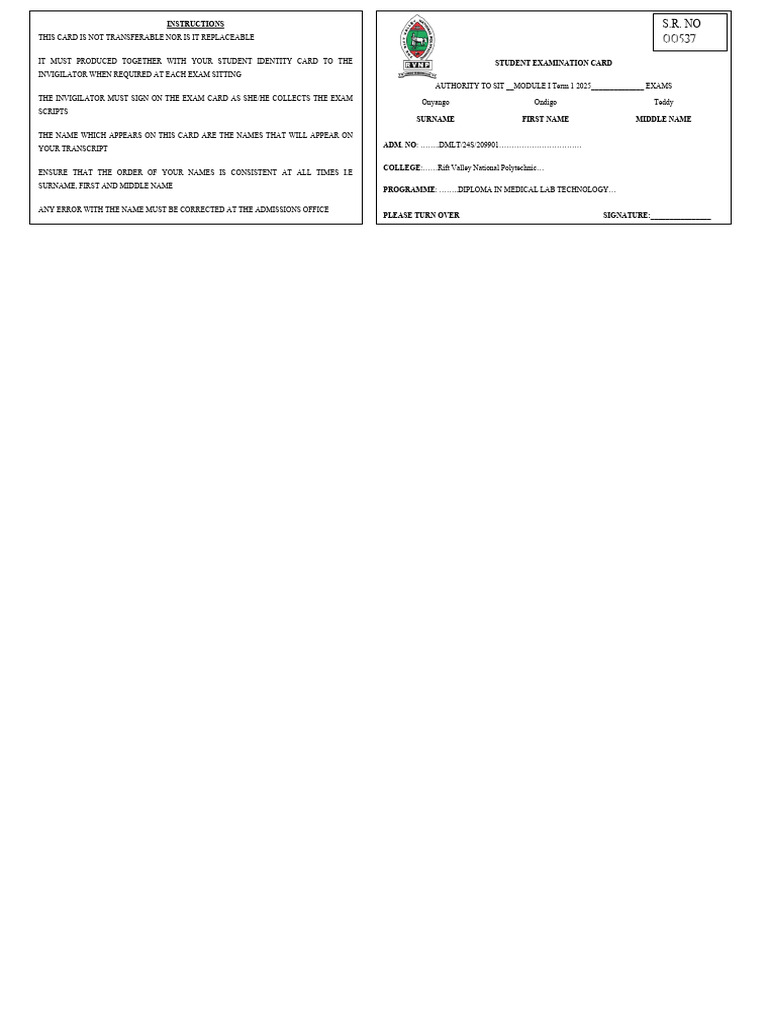 ExamCard_20250109225042 | PDF