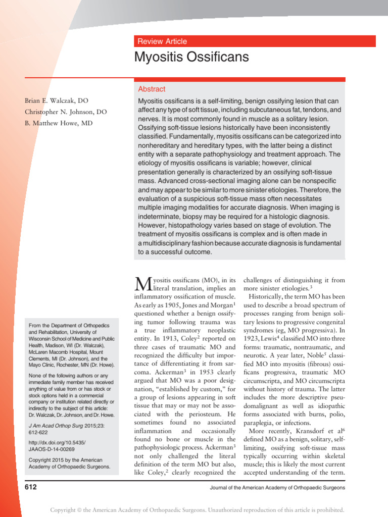 Myositis Ossificans.4 | PDF | Bone | Sarcoma