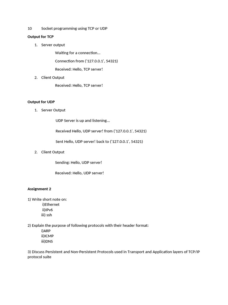 10 Socket Programming Using TCP or UDP | PDF 10 Socket Programming Using TCP or UDP | PDF