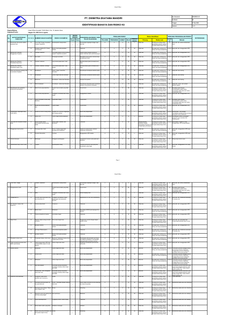 FM-HSE-01-01 HIRA FA HRD GA - Logistic PT. DME | PDF