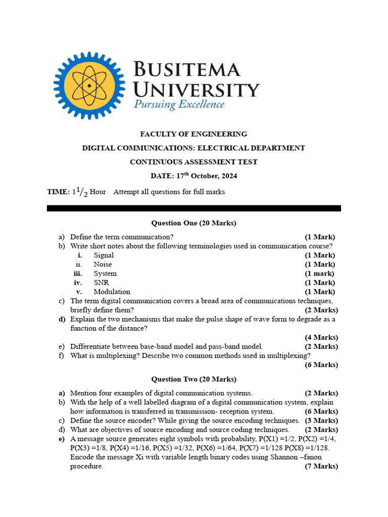 Digital Communication Test | PDF