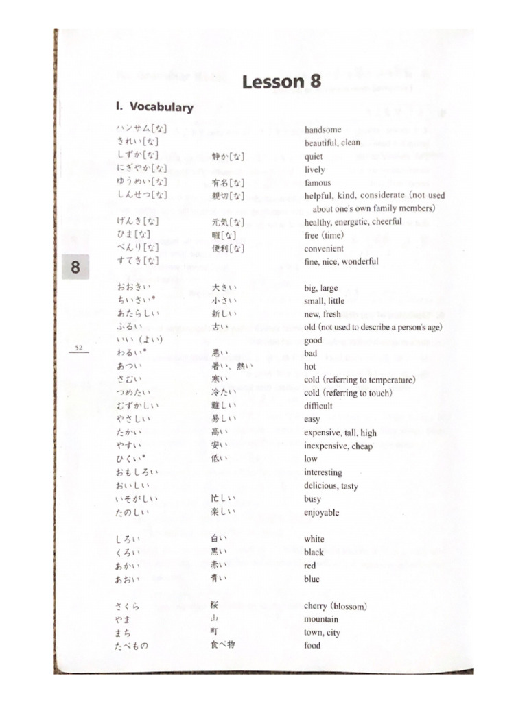 Lesson 8 Vocabulary | PDF