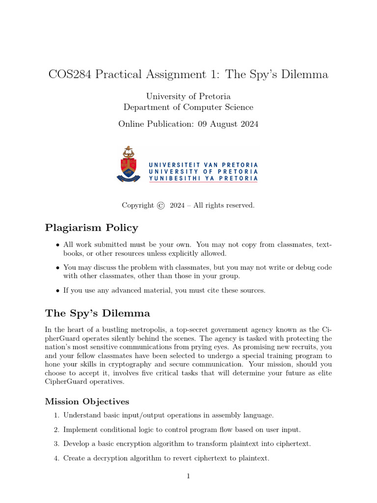 COS 284 Practical Assignment 01 5aDRgf5 | PDF | Encryption | Cryptography