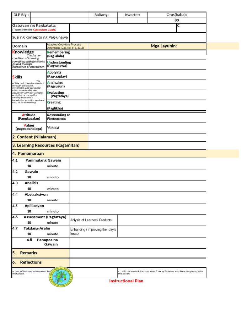 DLP Format New Filipino | PDF | Learning | Psychological Concepts