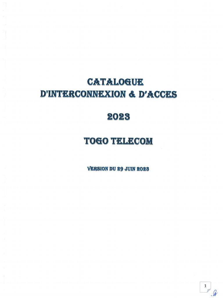 Togo-Telecom_Catalogue-dinterconnexion-dacces-2023 | PDF