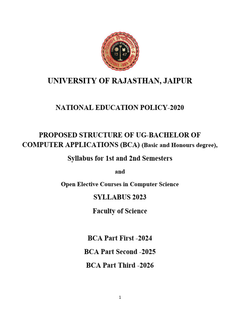 BCA 2023 Syllabus (Updated) | PDF | Relational Database | C++