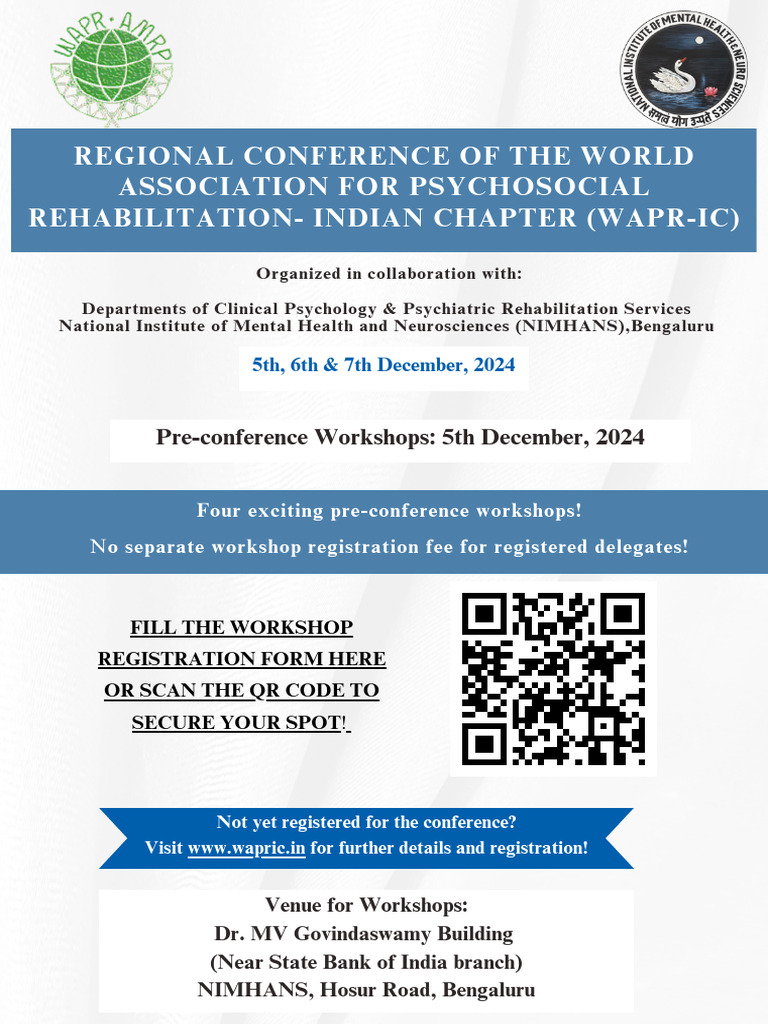 Final - Pre-Conf Workshops Flyer | PDF | Psychotherapy | Mental Health