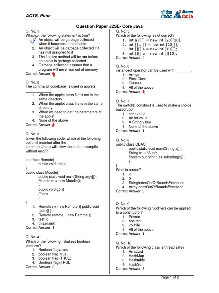Core Java Question Bank 2 ACTS | PDF | Method (Computer Programming ... Core Java Question Bank 2 ACTS | PDF | Method (Computer Programming ...