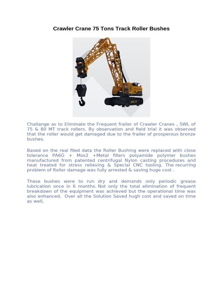 Crawler Crane Roller Bush Solution | PDF