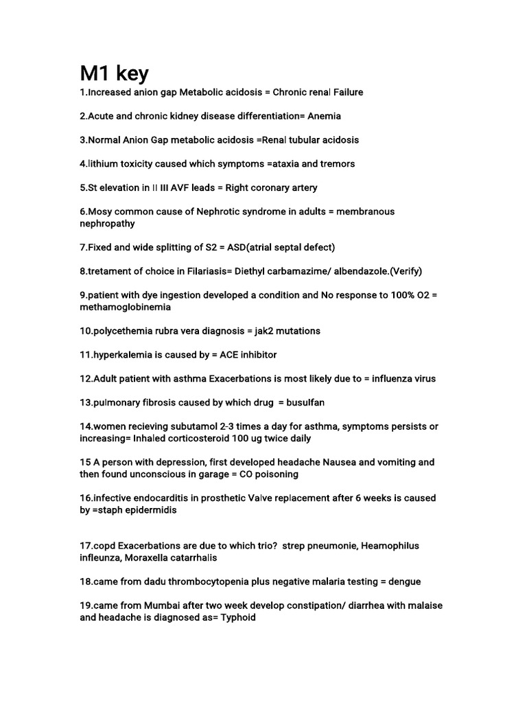 M1 Proff key 48 Batch | PDF | Kidney Disease | Anemia