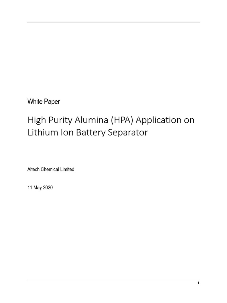 ATC HPA Separator White Paper Final May 20 | PDF | Lithium Ion Battery ...