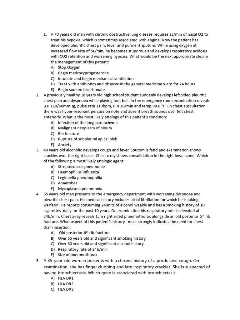 pulmononology bcq | PDF | Respiratory Diseases | Pneumonia