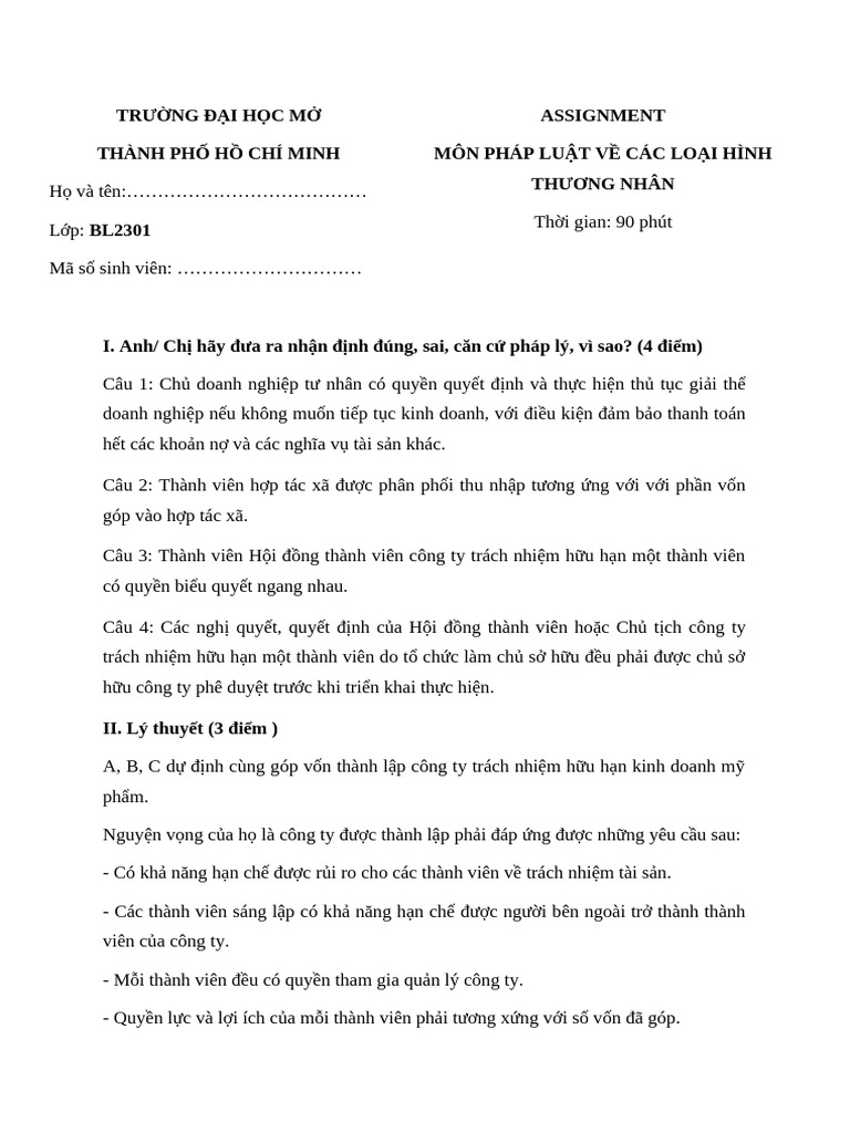 BL2301 - Assigment | PDF