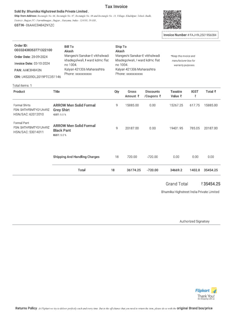 Flipkart Invoice 2 | PDF