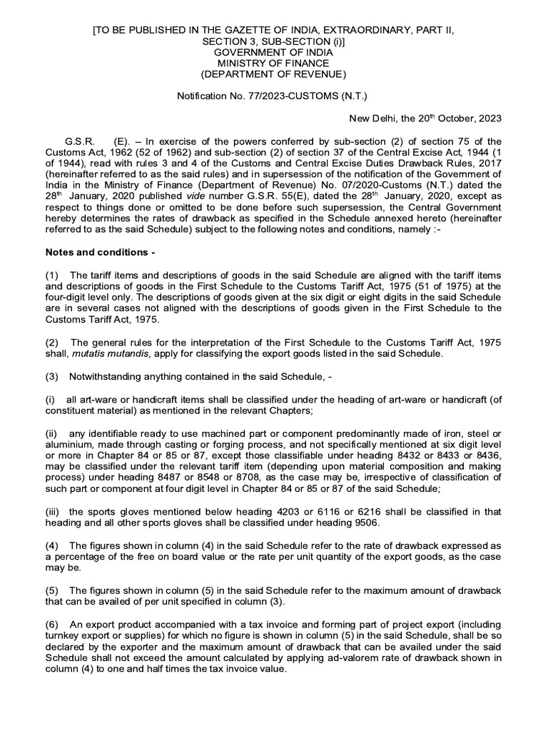 Drawback Rates | PDF