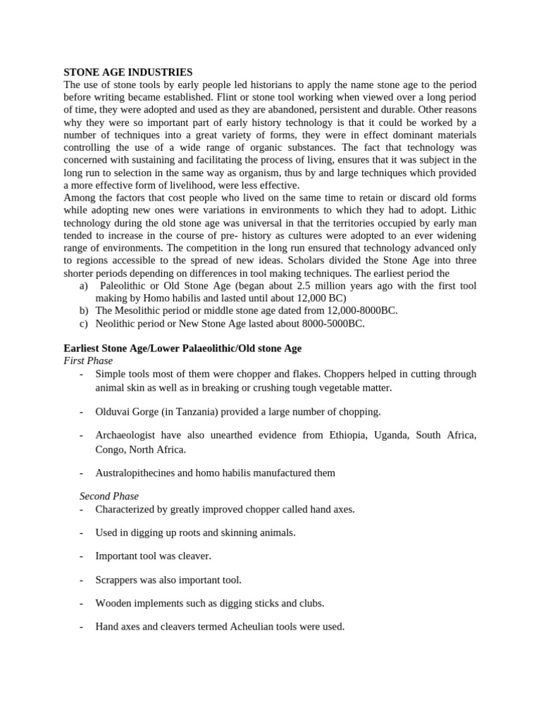 Overview of Stone Age Industries and Tools | PDF | Stone Age | Paleolithic