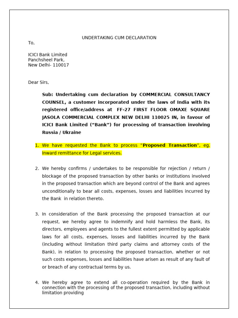 Revised Russia Declaration | PDF | Indemnity | Business