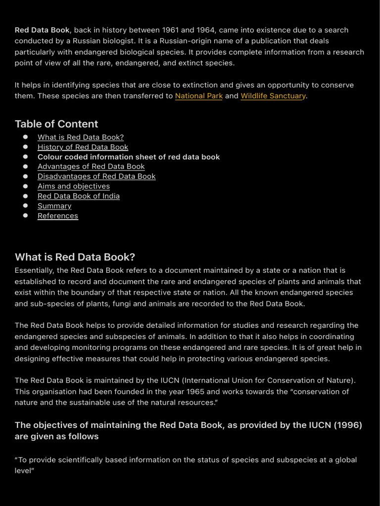 Red Data Book, Back in History Between 1961 and 1964, Came Into ...