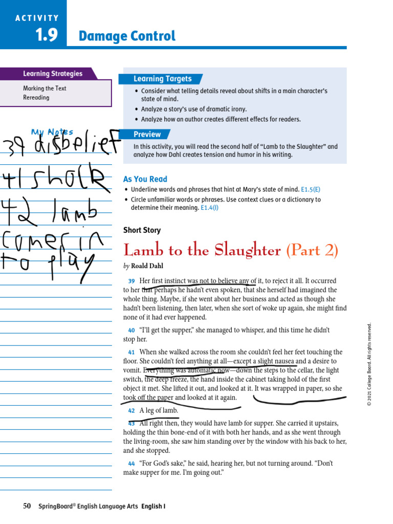 Analyzing "Lamb to the Slaughter" | PDF