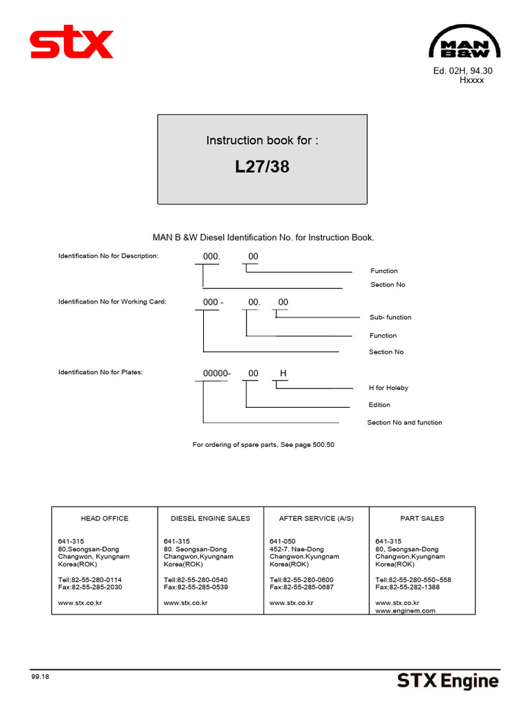 Man B&W STX 8l27-38 | PDF | Piston | Diesel Engine