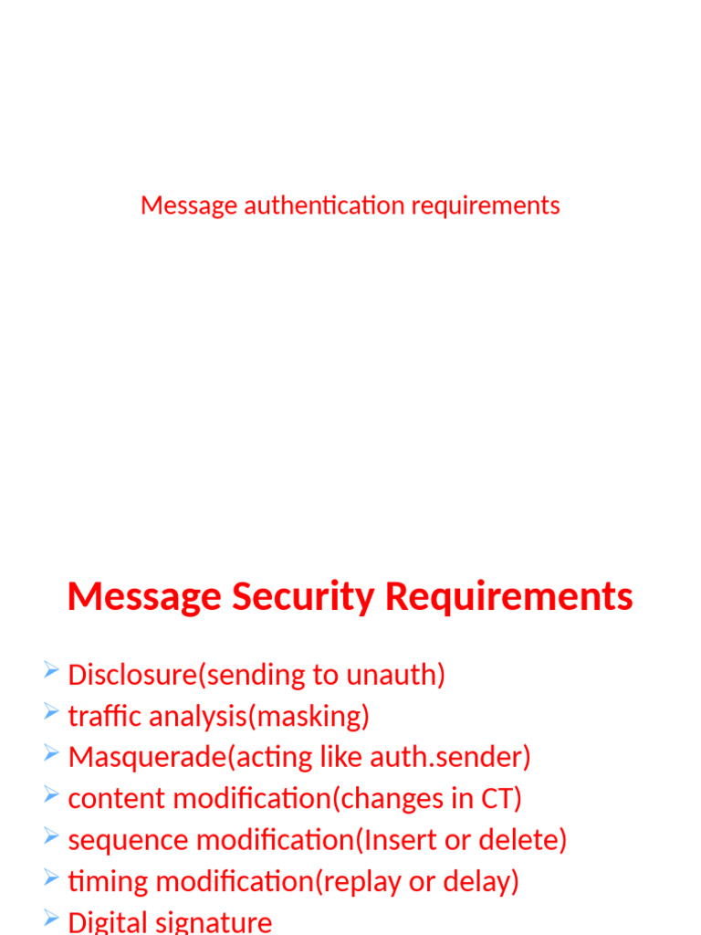 Message Authentication Requirements | PDF | Algorithms | Security Engineering