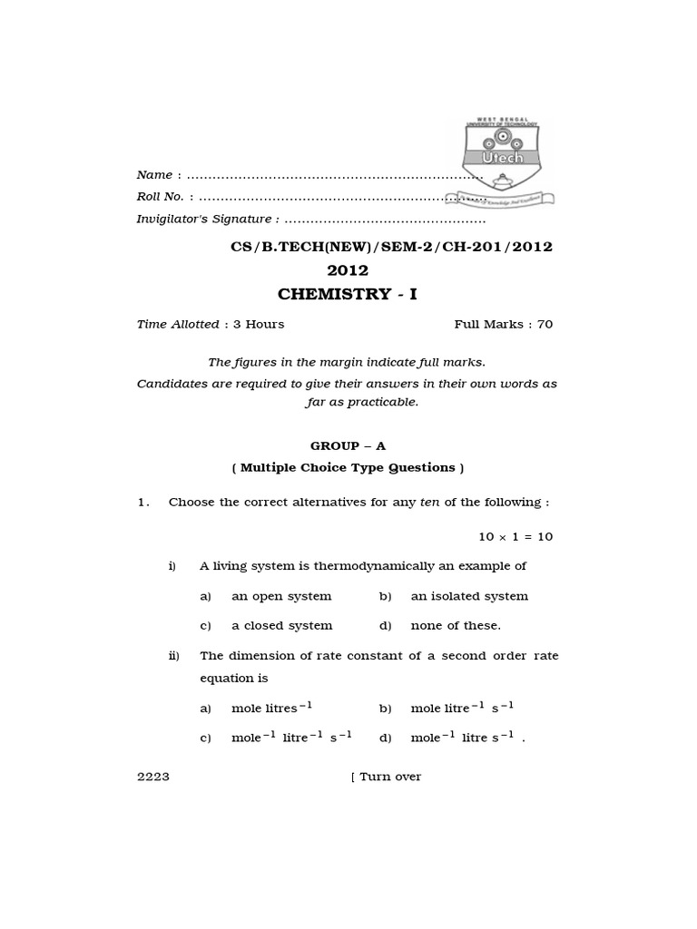 Btech 2 Sem Chemistry 1 2012 | PDF | Carboxylic Acid | Applied And Interdisciplinary Physics