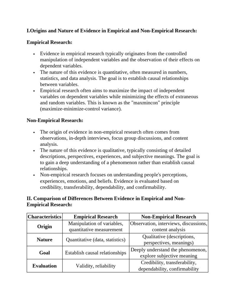 Empirical & Non-Empirical Content | PDF | Quantitative Research ...