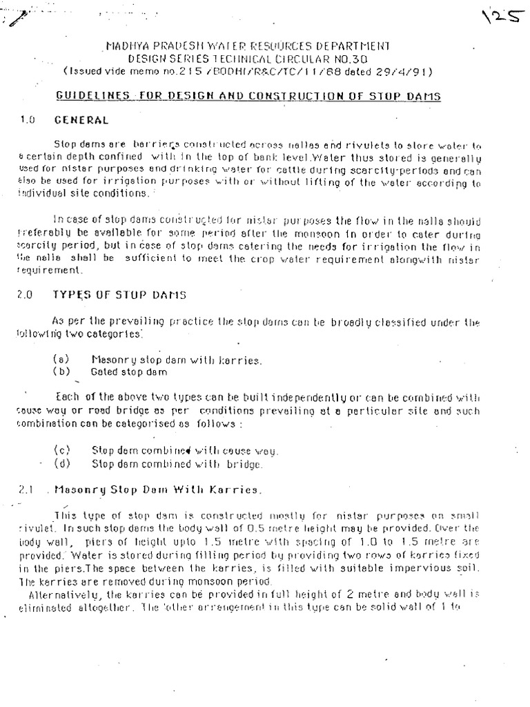TC - 30 Design and Construction of Stop Dams | PDF