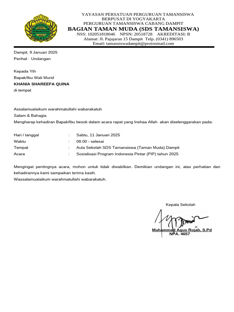 Undangan PIP 3A | PDF