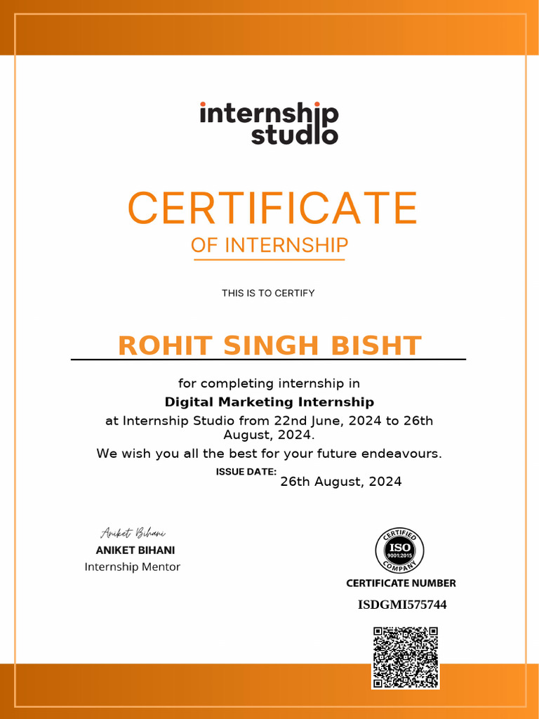 Rohit Singh Bisht - Digital Marketing Internship - Internship | PDF