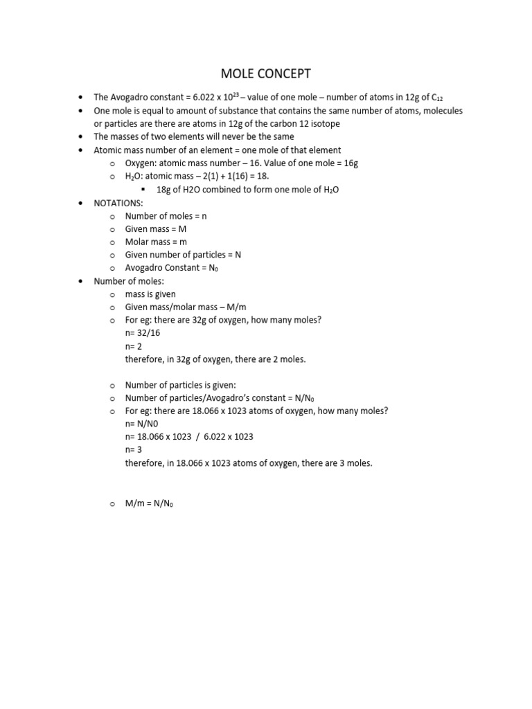 Mole Concept | PDF