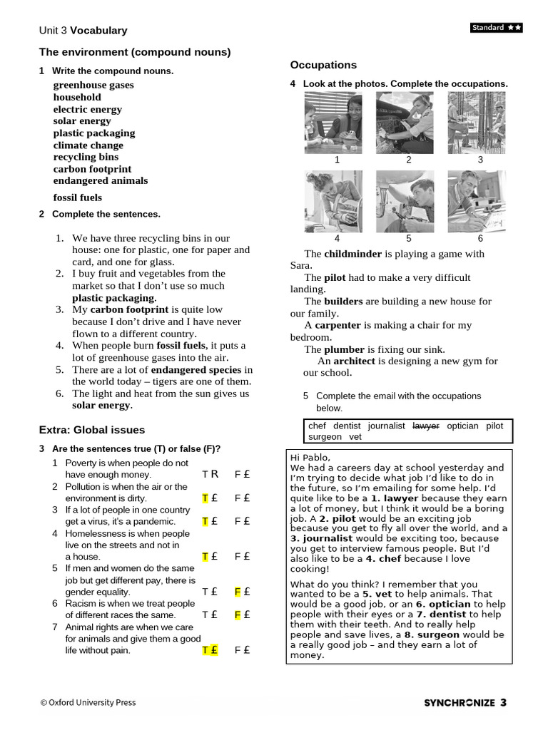 Unit 3: Environment Vocabulary Guide | PDF | Carbon Footprint | Plastic