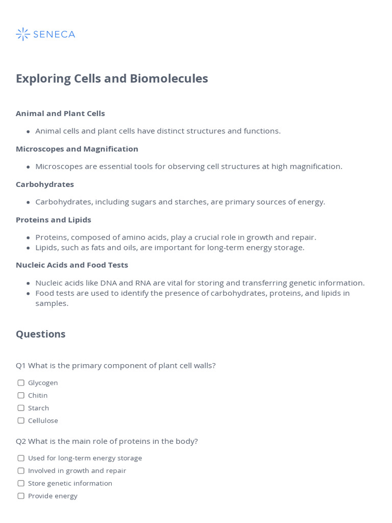 Exploring Cells and Biomolecules | PDF