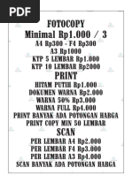 Harga Foto Copy Dan Print Dokumen Per Lembar | PDF | Kajian Bahasa Asing
