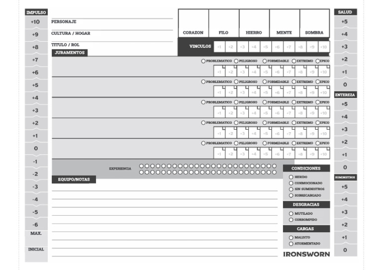 Ironsworn Delve Hoja Personaje | PDF