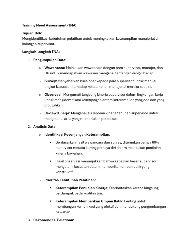 Contoh TNA Analisis | PDF