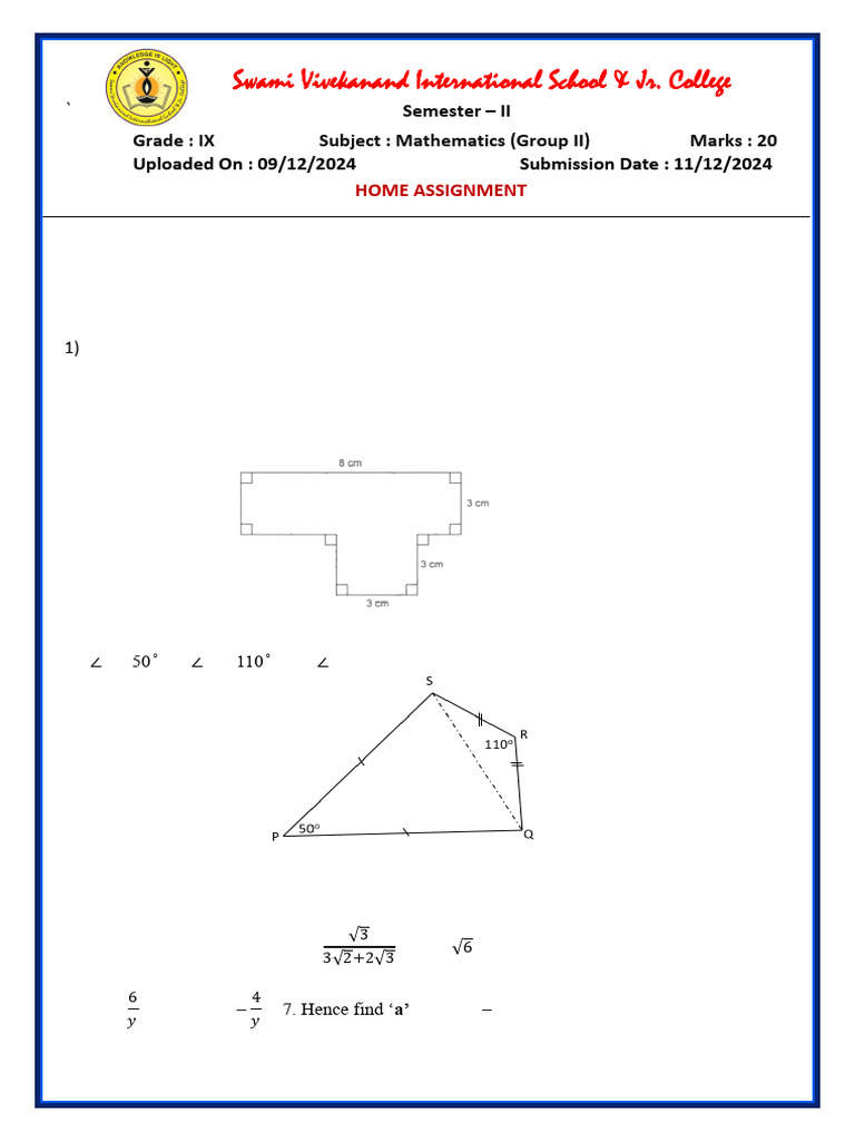 Grade IX Math Group II H A | PDF