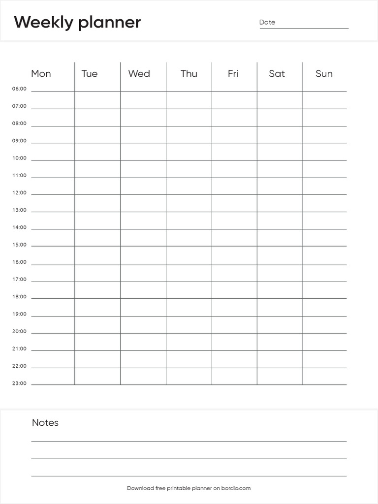 Printable Hourly Weekly Planner Template | PDF