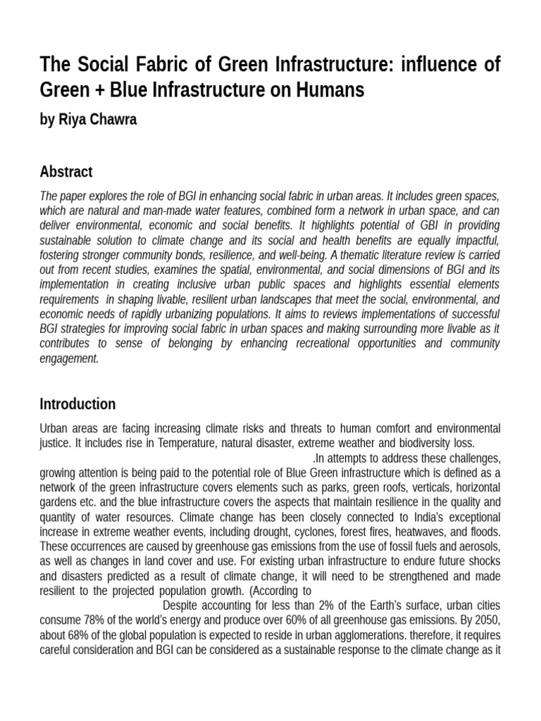 The Social Fabric of Green Space | PDF | Green Infrastructure | Stormwater