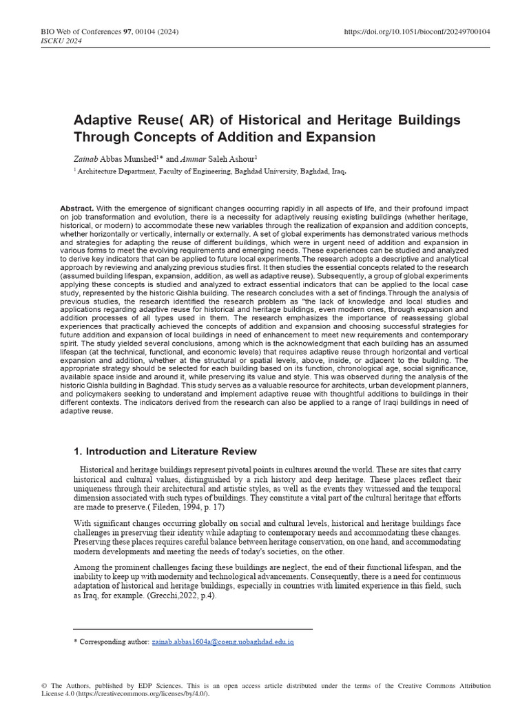 Adaptive Reuse AR of Historical and Heritage Build | PDF | Building ...