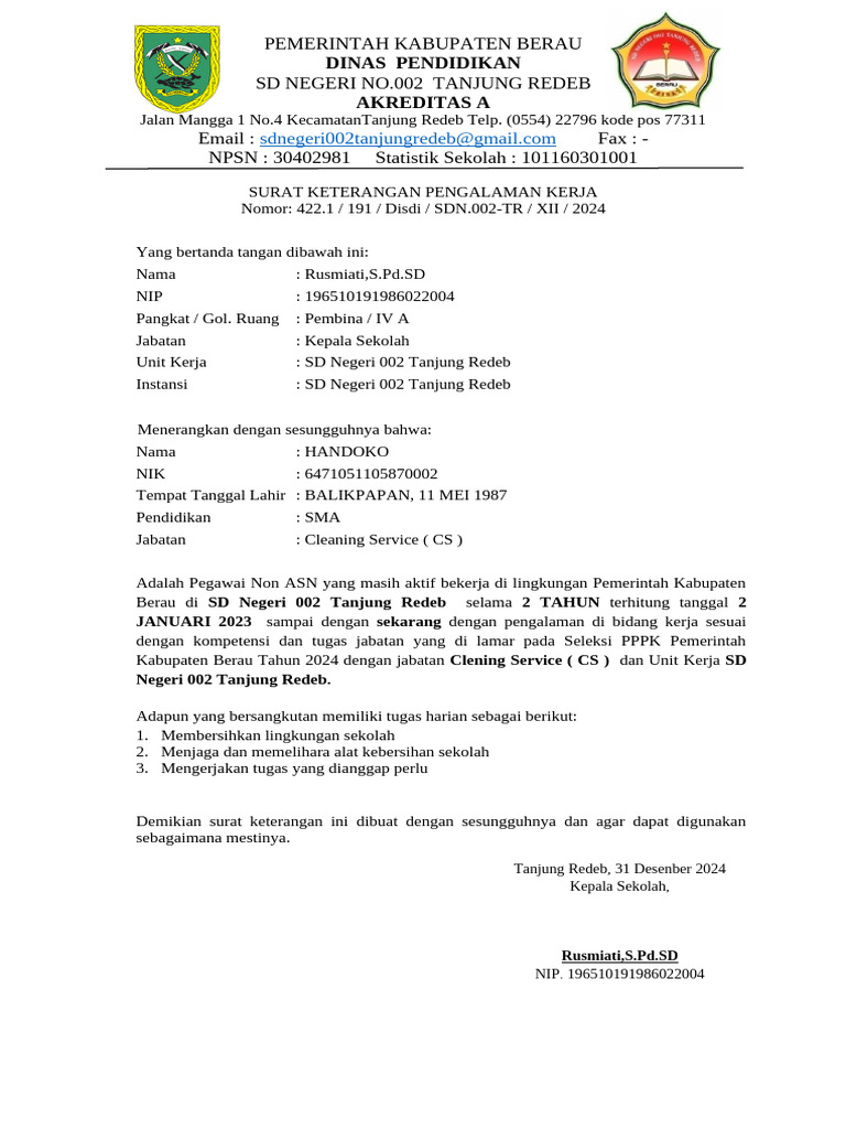 Contoh berkas PPPK | PDF
