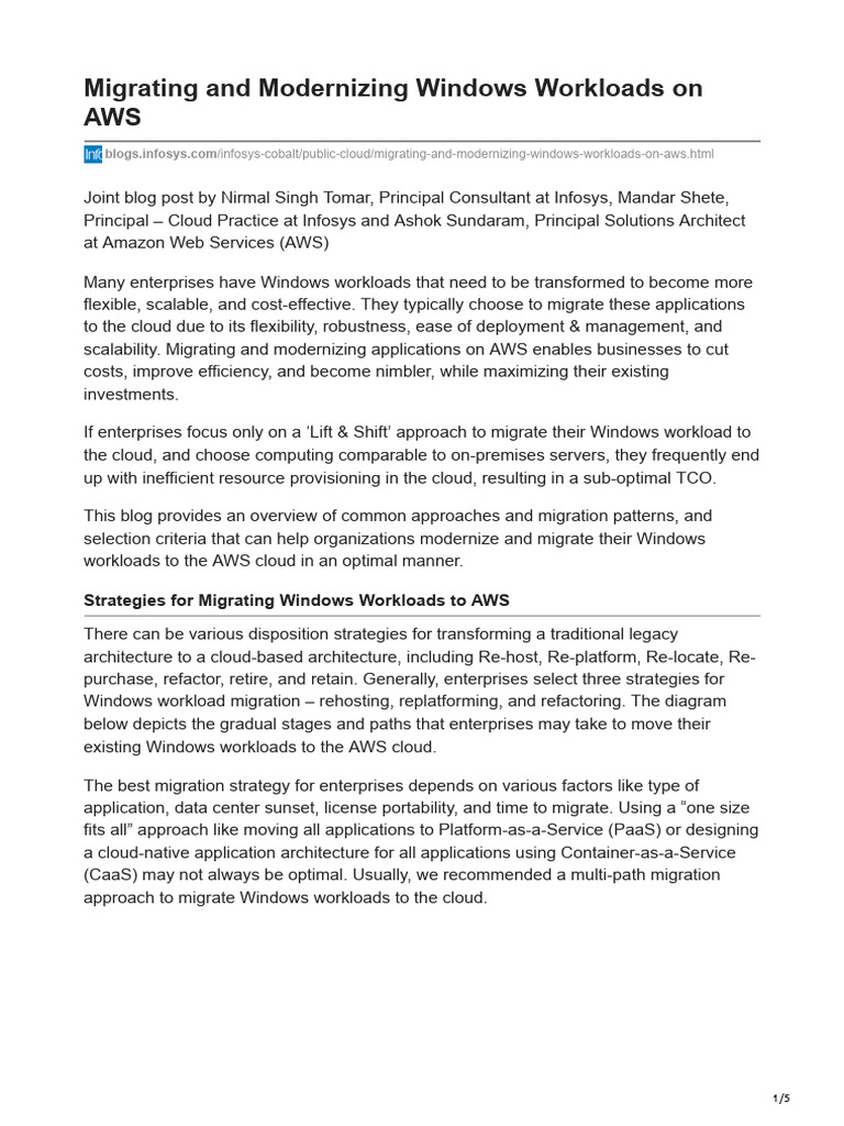 Migrating and Modernizing Windows Workloads on AWS | PDF | Cloud ... Migrating and Modernizing Windows Workloads on AWS | PDF | Cloud ...