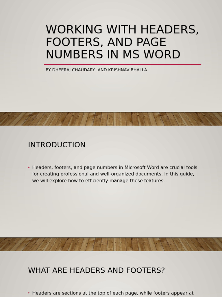 Working With Headers J Footers J and Page | PDF | Microsoft Word | Software