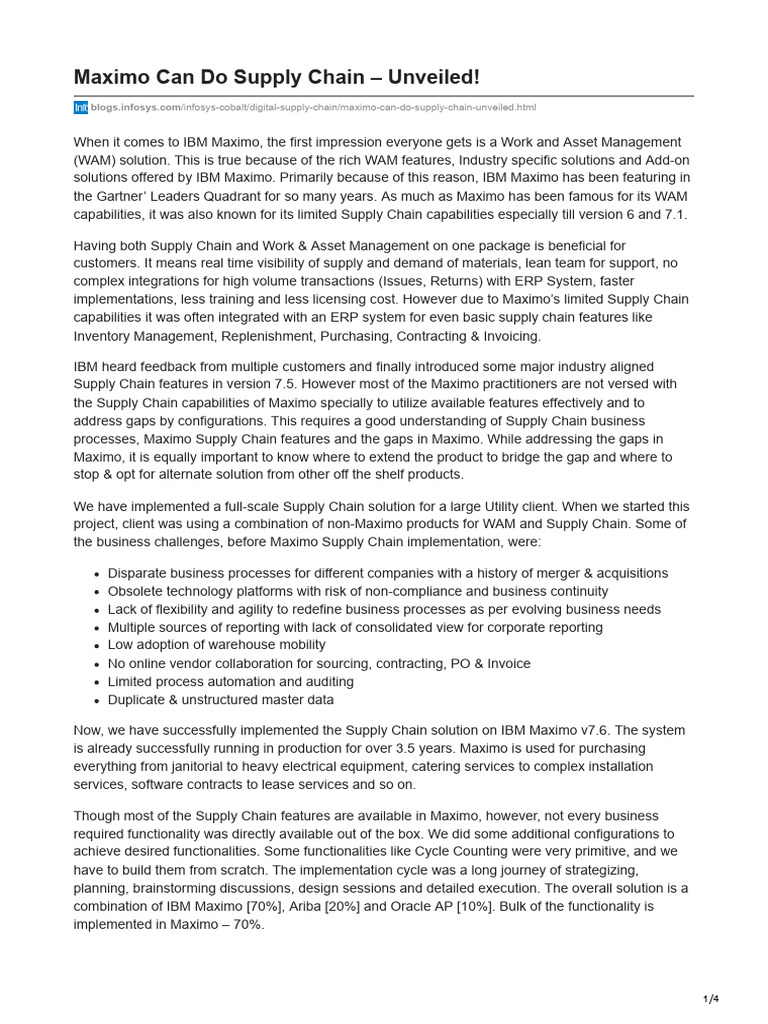 Maximo Supply Chain Capabilities Unveiled | PDF | Supply Chain ...