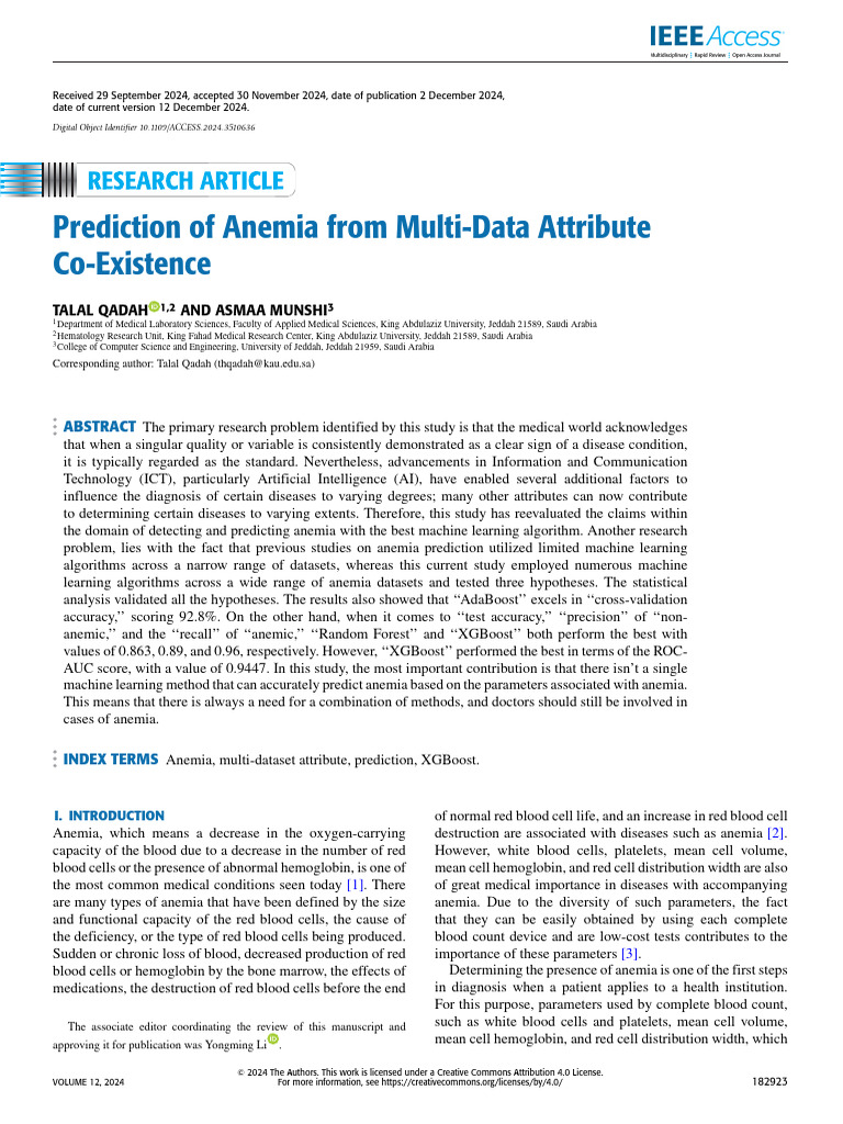 Prediction of Anemia From Multi-Data Attribute Co-Existence | PDF | Support Vector Machine ...