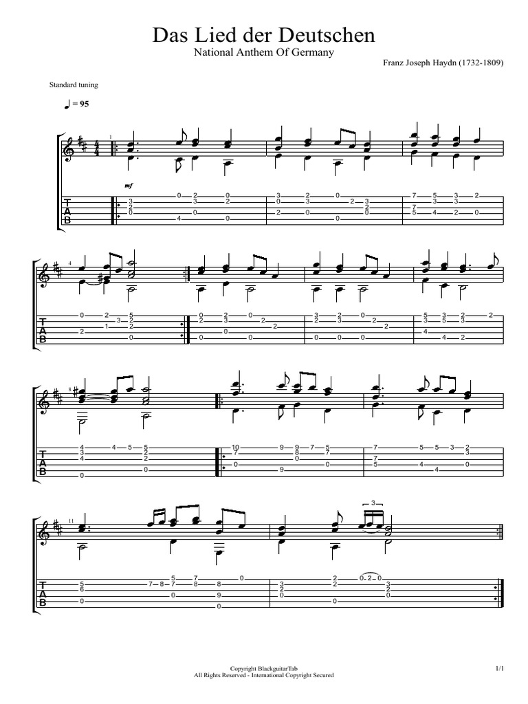 Das Lied der Deutschen - Franz Joseph Haydn(시온성과 같은 교회) | PDF ...